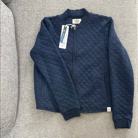 Marine Layer | Jackets & Coats | Nwt Marine Layer Blue Quilted Bomber ...